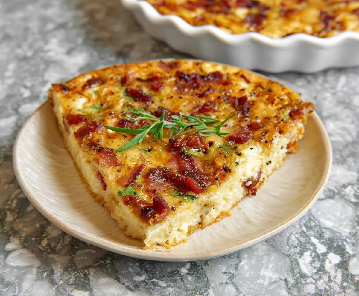 Delicious Bacon & Cheese Crustless Quiche Recipe
