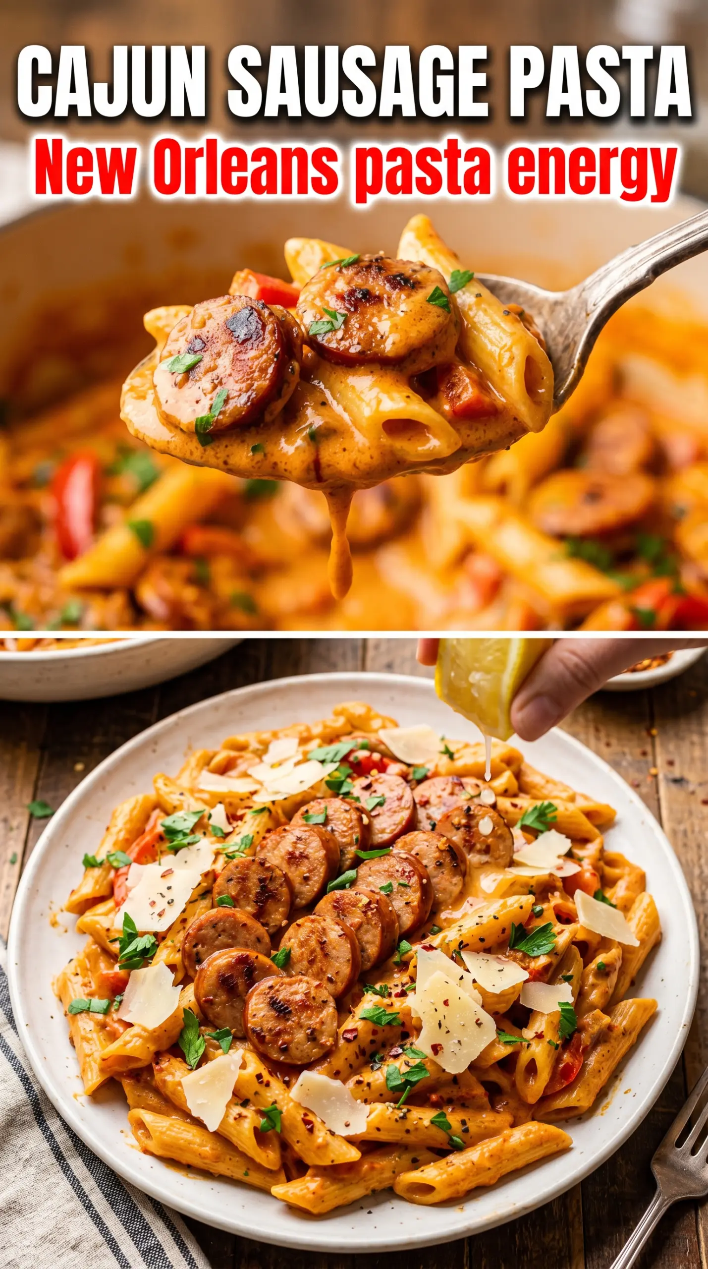 Creamy Cajun Sausage Pasta (One-Pan Cream Sauce)
